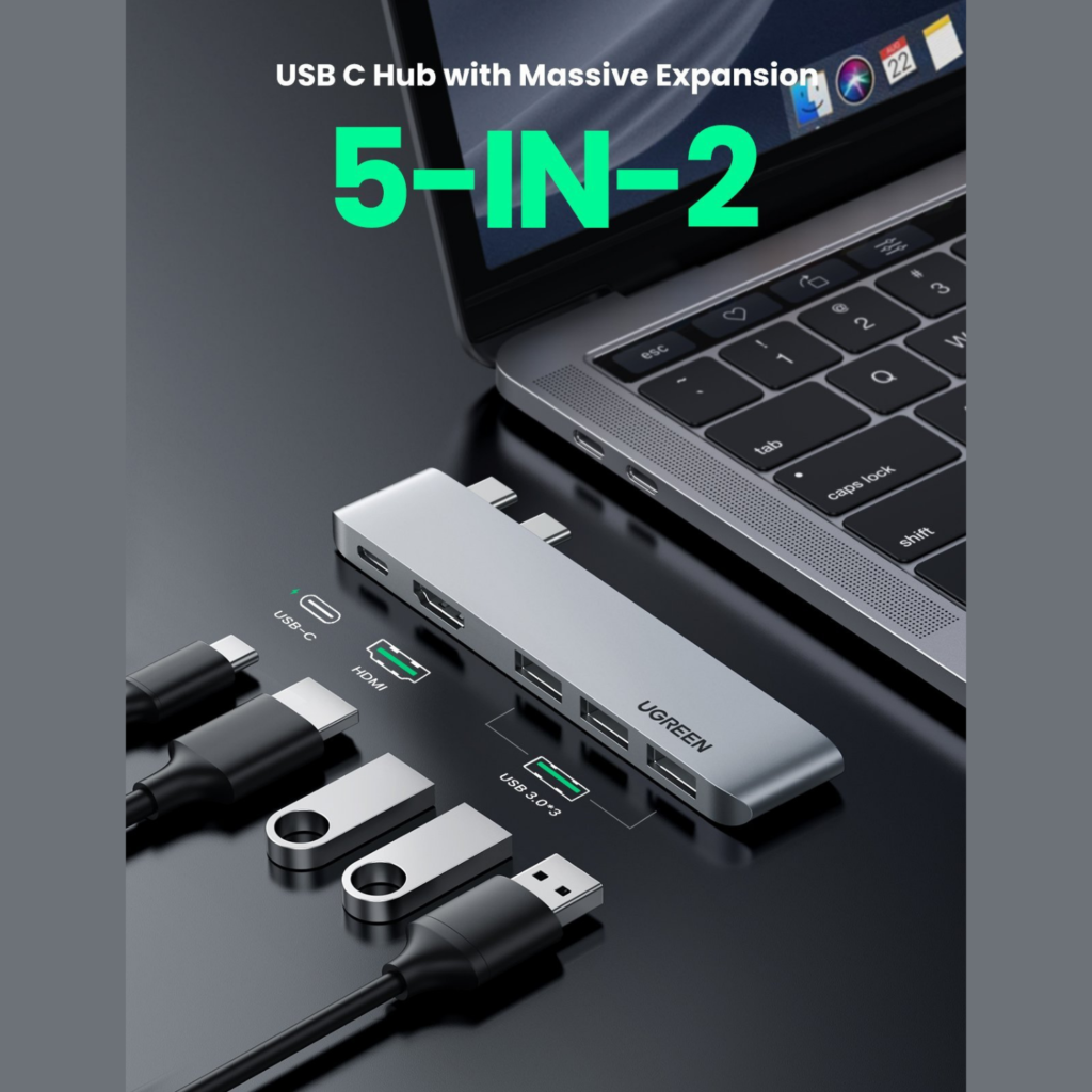 Conversor HUB MacBook Lateral USB-C / HDMI e 3 USB 3.0 e USB-C UGreen ...