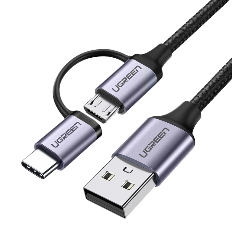 Cabo USB-A para USB-C e Micro USB com 1 Metro UGreen - Conectatec